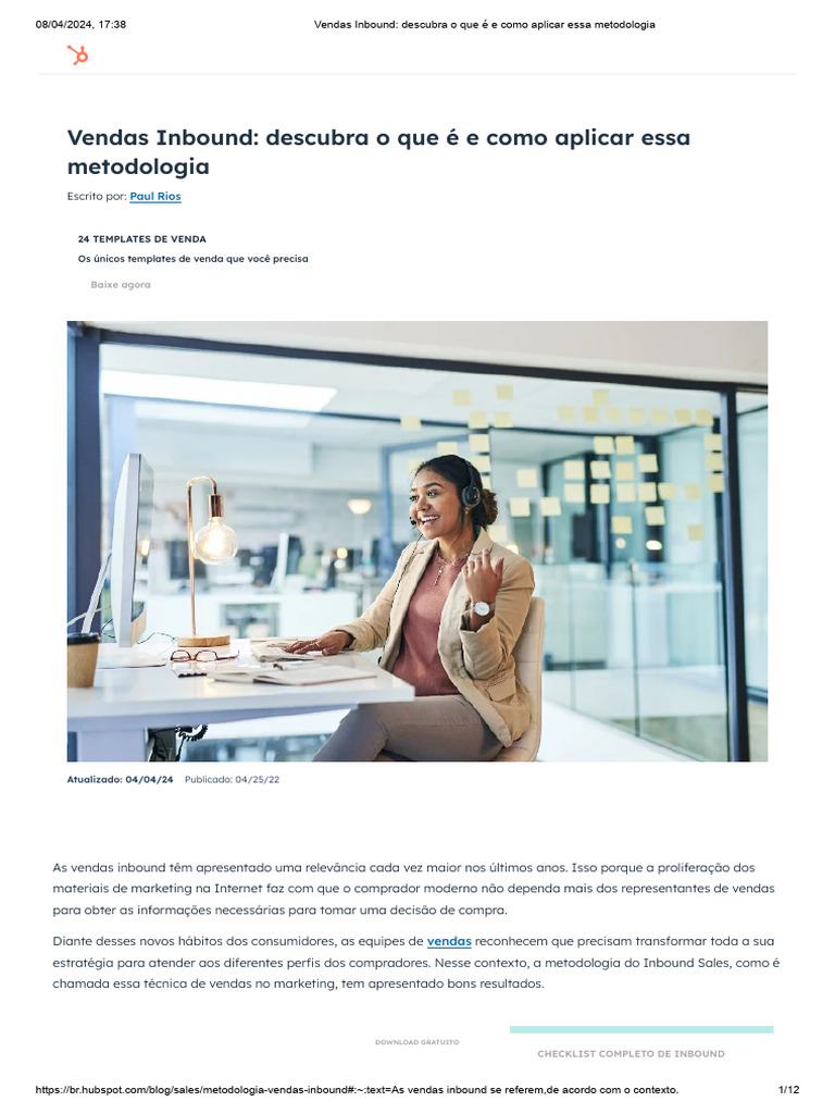 Vendas Inbound - Descubra o Que É e Como Aplicar Essa Metodologia | PDF