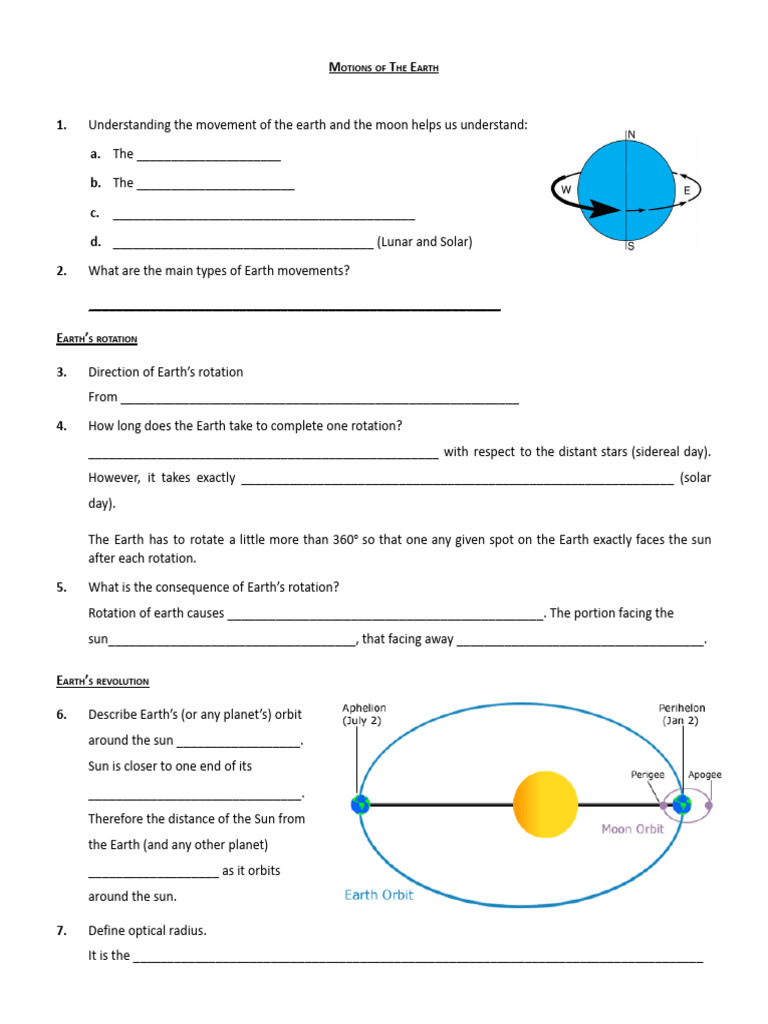 6 - Motions of The Earth | PDF | Earth | Rotation