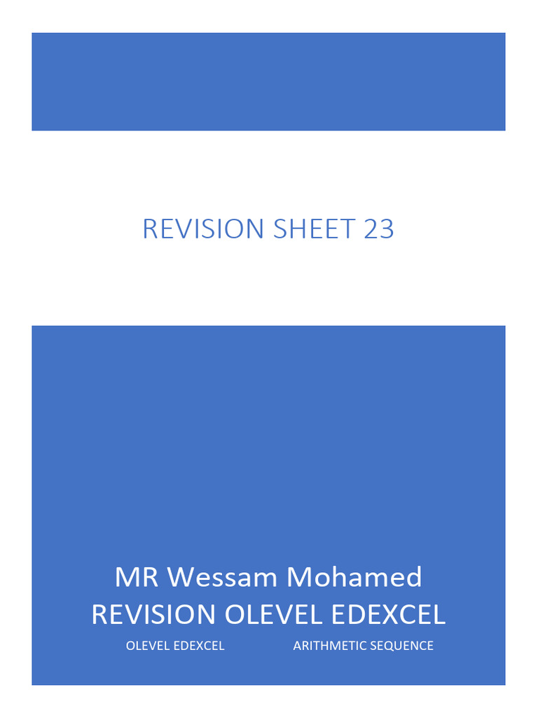 Olevel Edexcel June 2023 - Revision 23 - Arithmetic Sequence - 24-3 ...