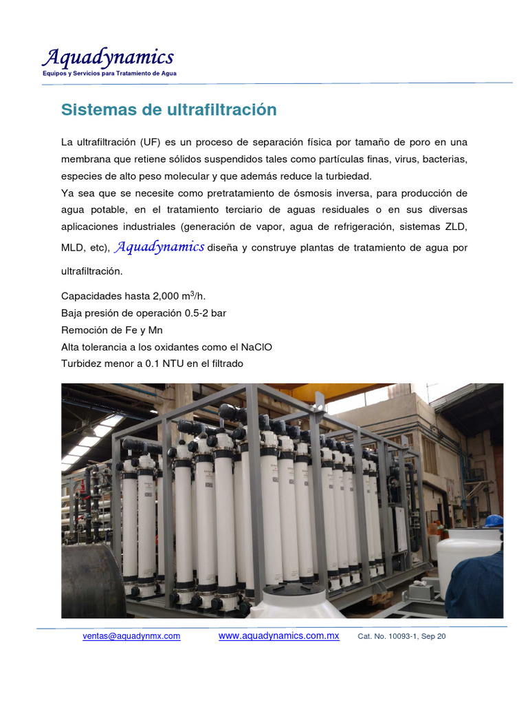 Folleto Ultrafiltracion | PDF | Membrana | Agua