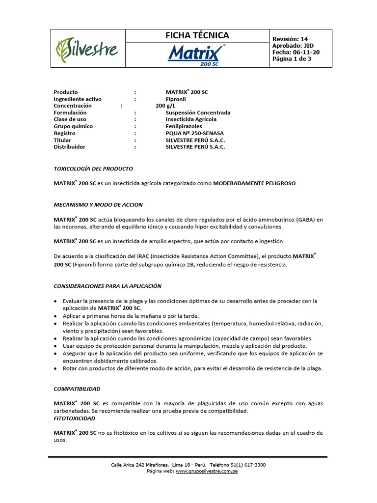 FT Matrix 200 SC | PDF