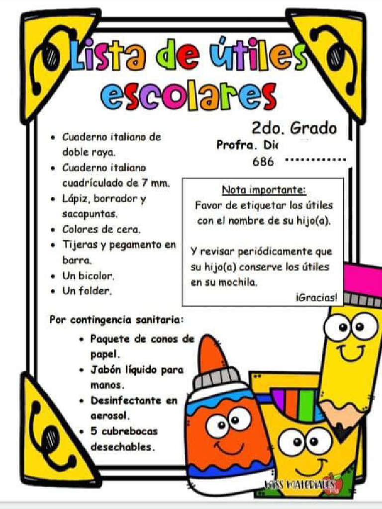 Molde de Lista de Útiles | PDF