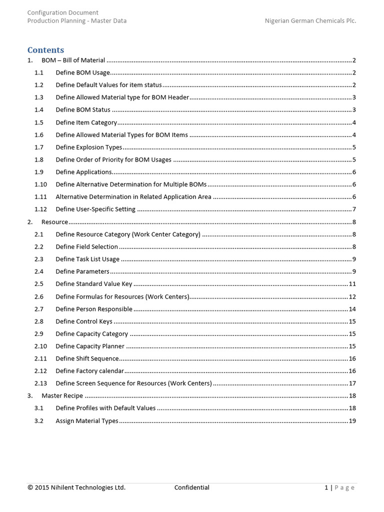 Sap PP Configuration Guide Bom Resource Master Recipe | PDF | Computing
