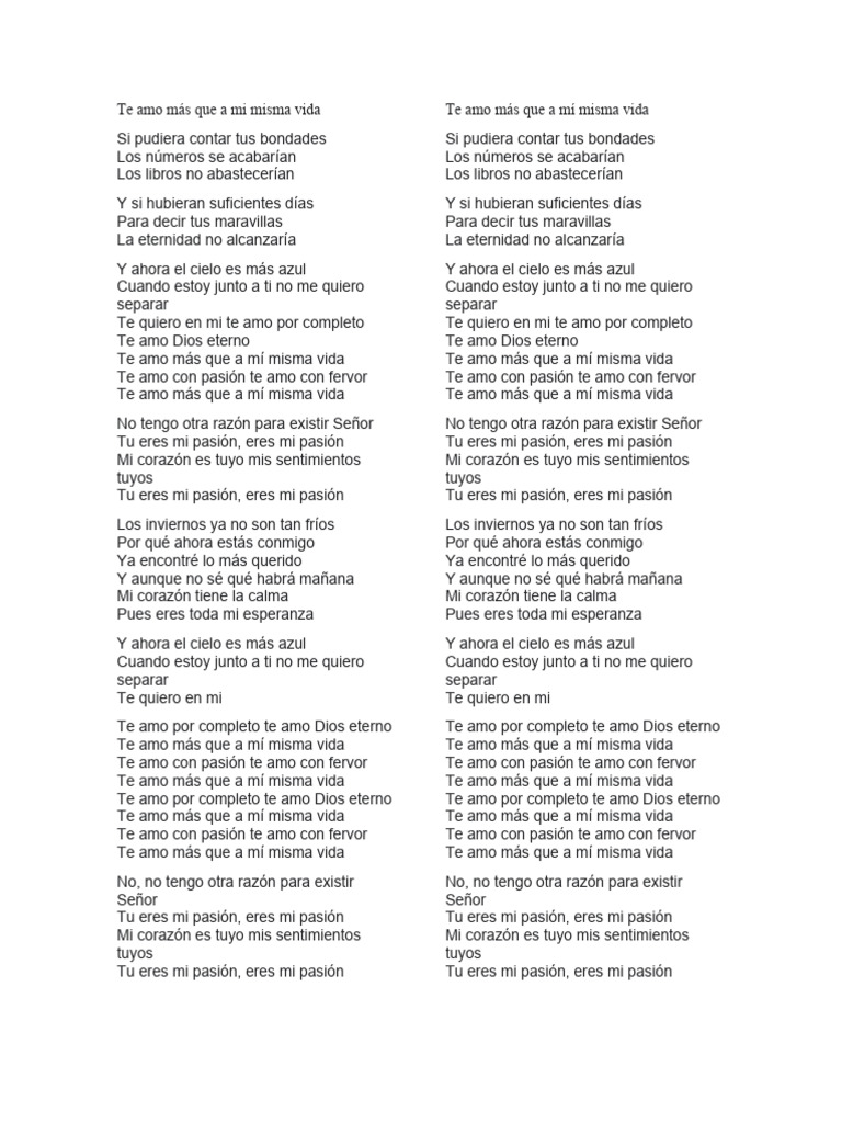 1 Canto Te Amo Más Que A Mi Misma Vida | PDF