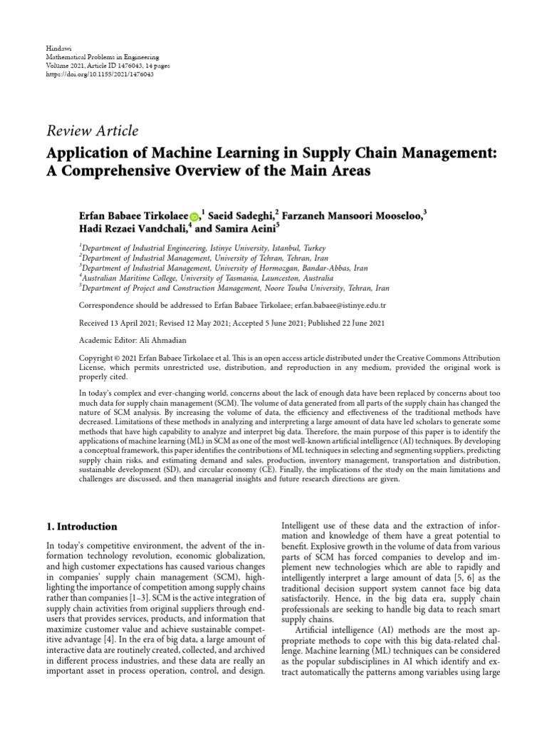 Application of Machine Learning in Supply Chain Ma | Download Free PDF ...