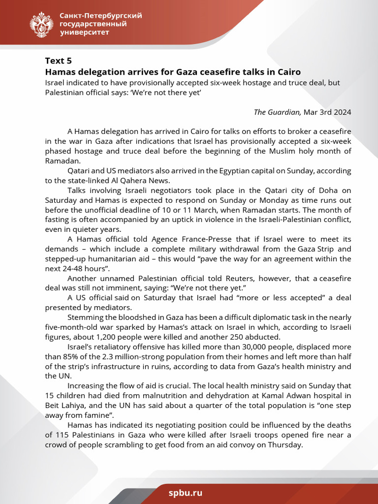 Article 5 | PDF | Hamas | Ceasefire