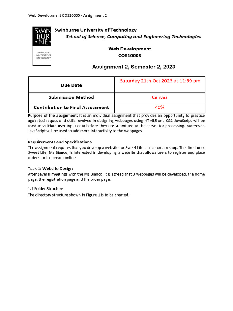 Web Development Assignment 2 Guide | PDF | World Wide Web | Internet & Web