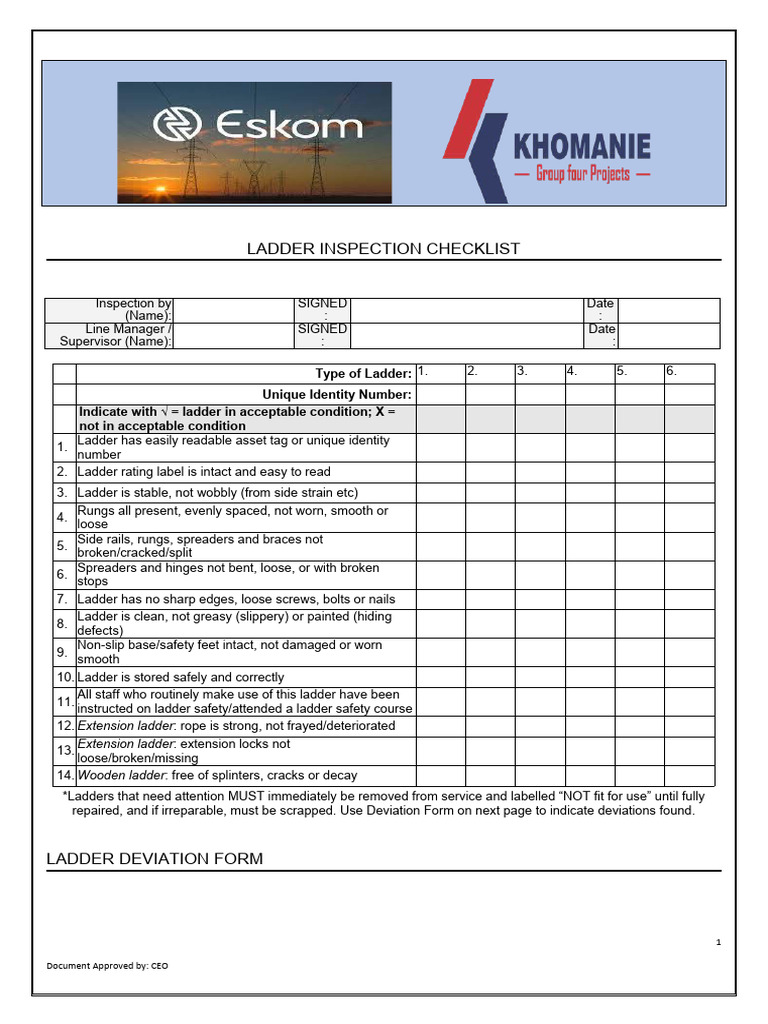 REG010 Ladder Checklist | PDF