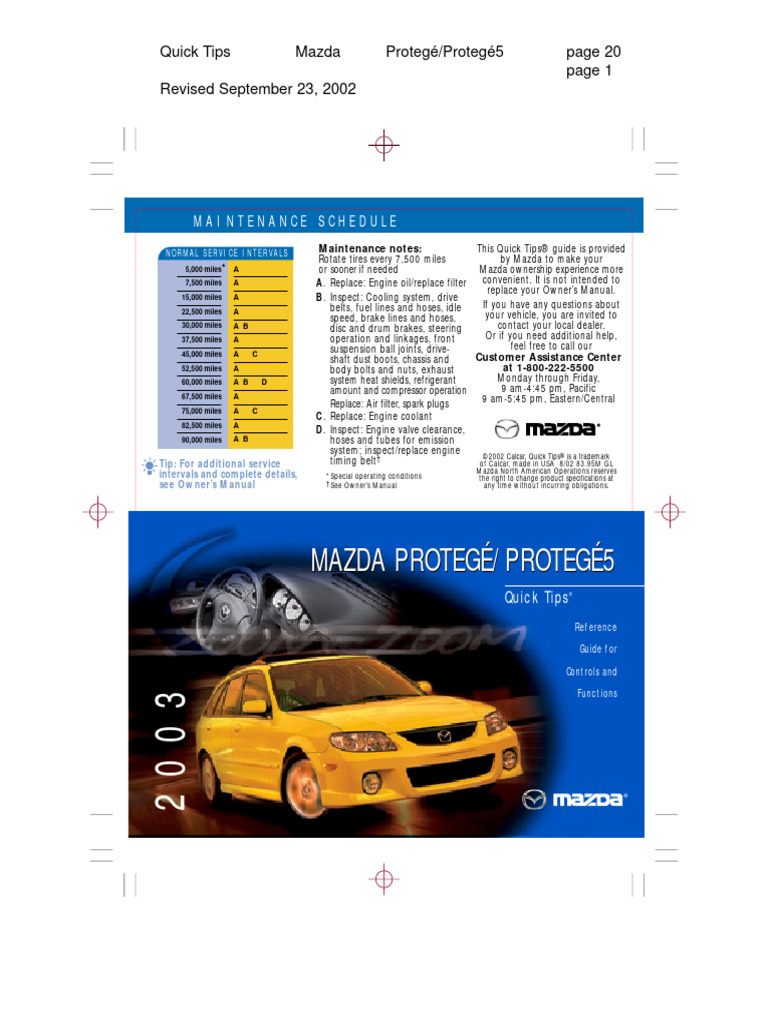 2003 Protege Quick Tips | PDF | Manual Transmission | Manufactured Goods