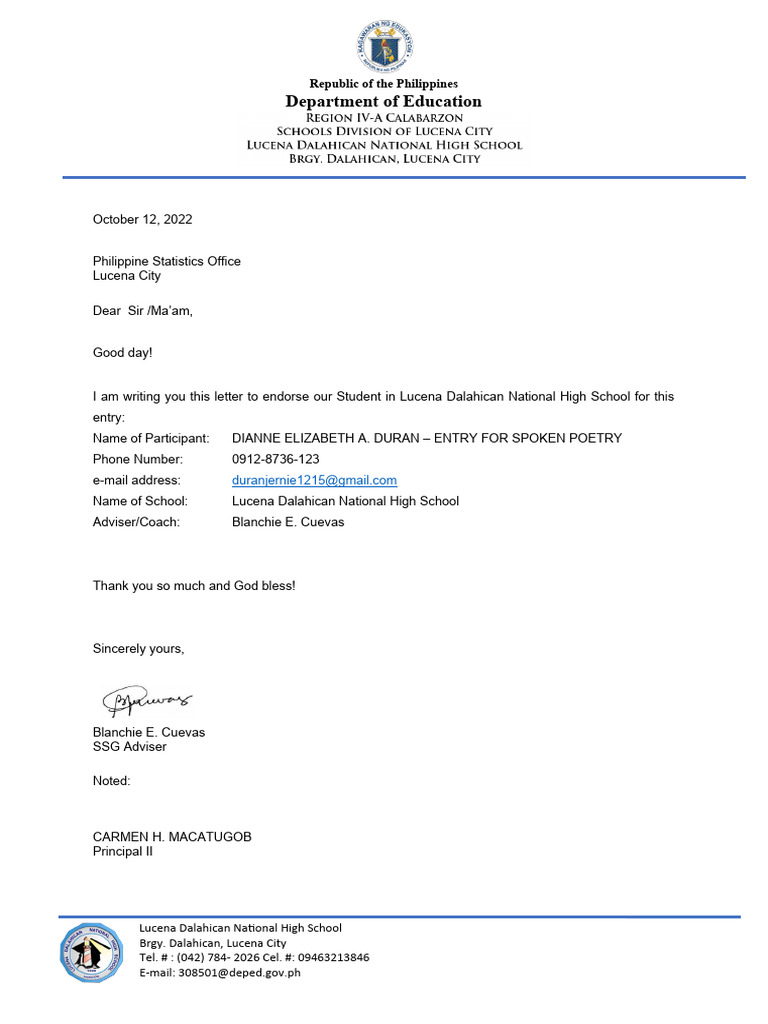 Letter For PSA | PDF