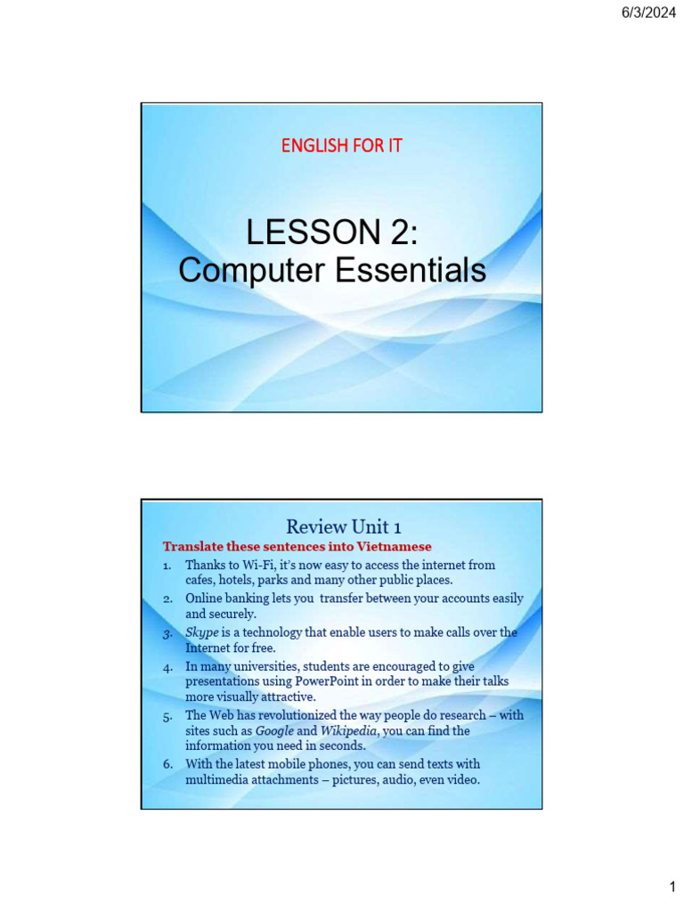 ESp-Lesson 2 | PDF | Computer Hardware | Personal Computers