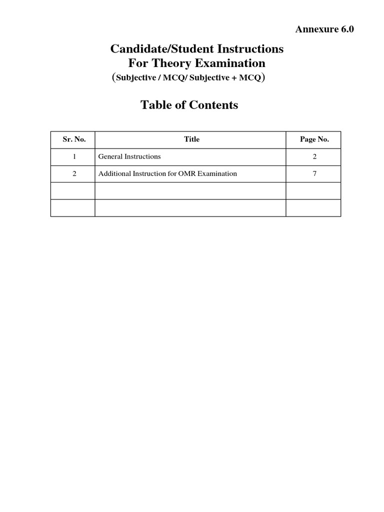 Annexure 6.0 Candidate Instructions | PDF
