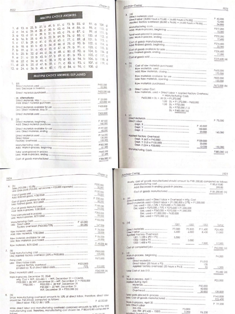 Dayag - Chapter 15 Job Order Costing | PDF
