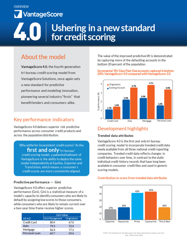 VantageScore 4.0 Fact Sheet Aug 2023 | PDF | Credit Score | Credit