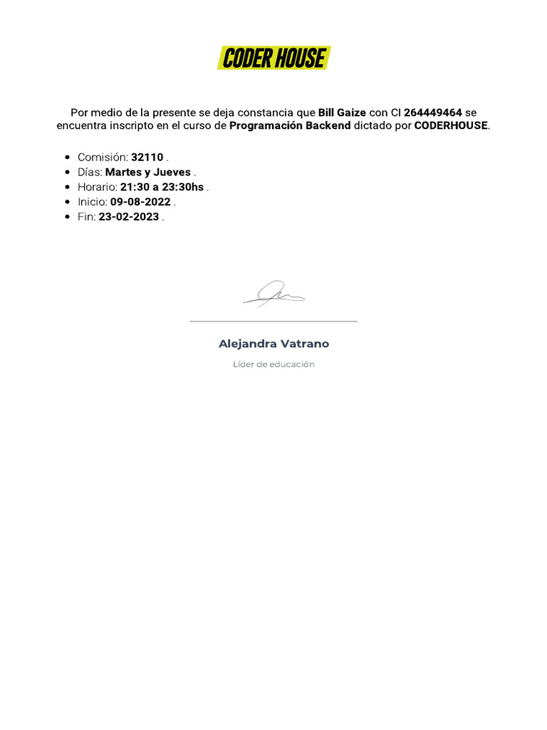 Constancia Cursada | PDF