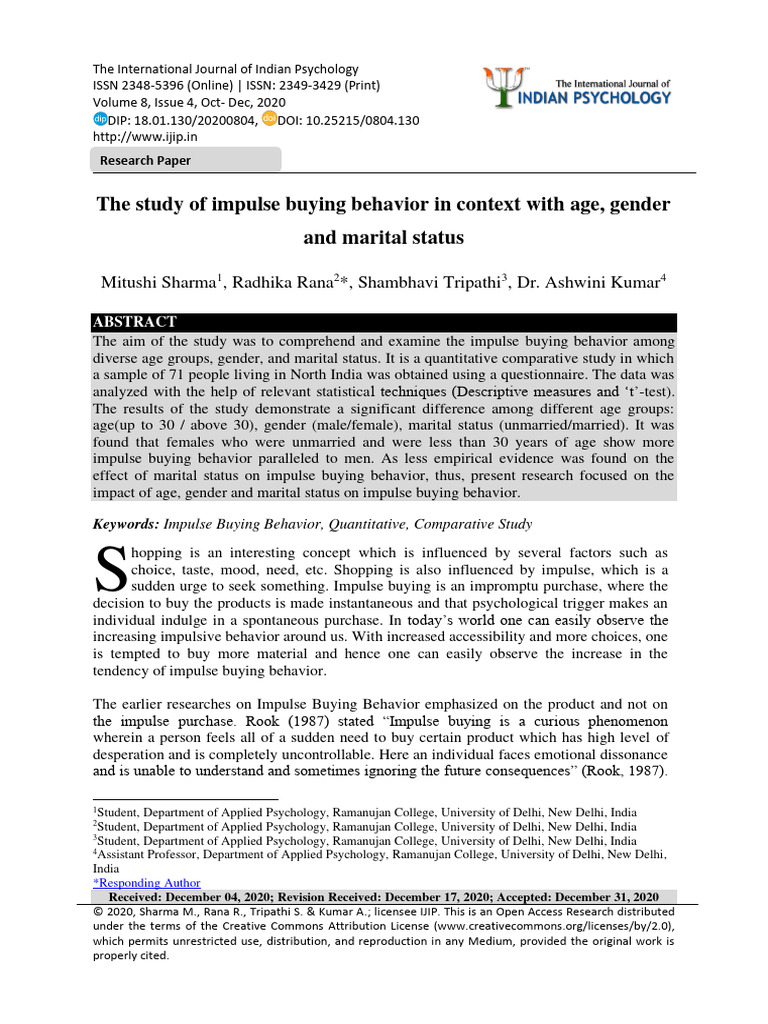 Impulse by Age, Gender | PDF | Impulsivity | Behavior
