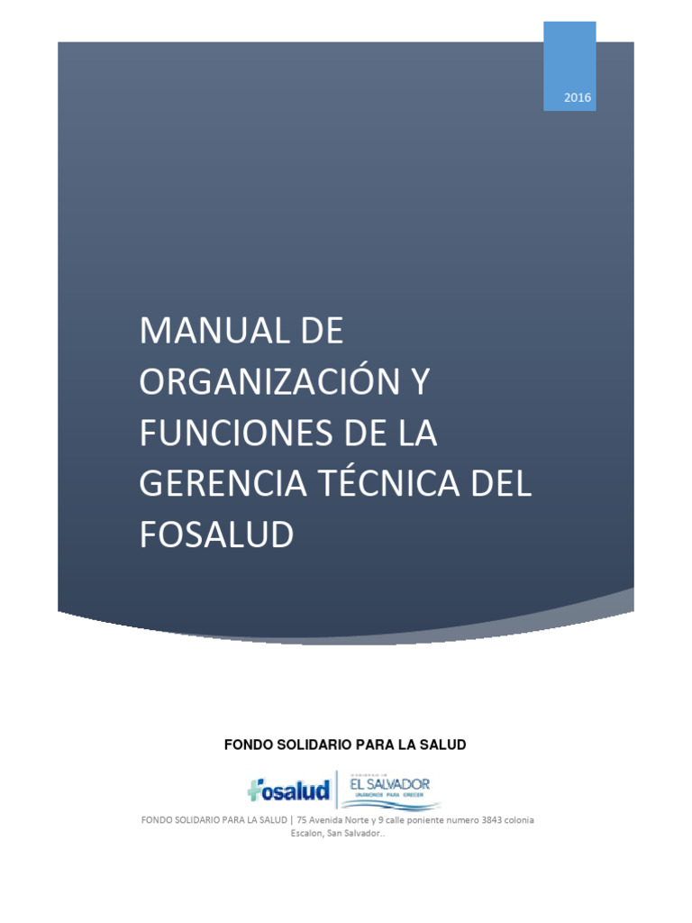 Manual de Organizacion y Funciones Gerencia Tecnica 2016 | Descargar gratis PDF | Presupuesto ...