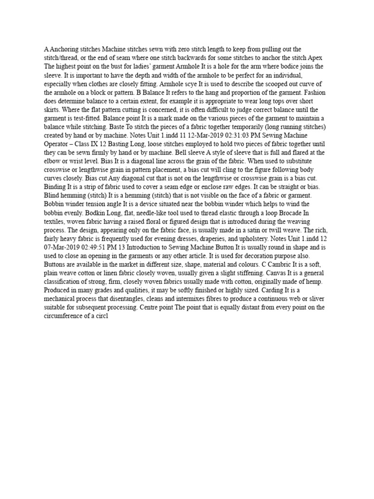 A Anchoring Stitches Machine Stitches Sewn With Zero Stitch Length To ...