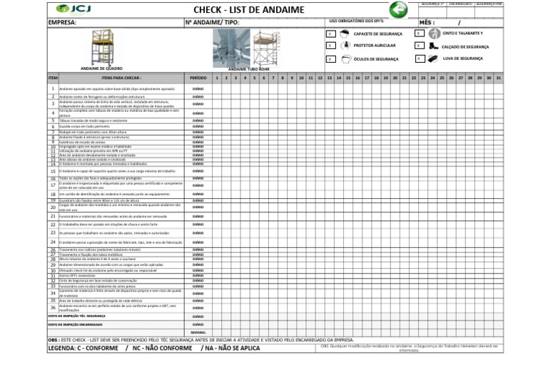 Check List Andaime | PDF