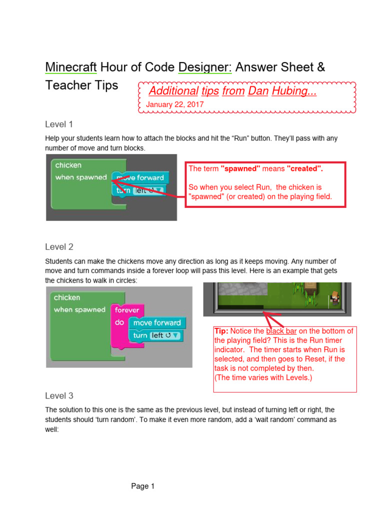 Minecraft Designer-Answers-comments From Dan 01 - 22 - 17 | PDF | Computing