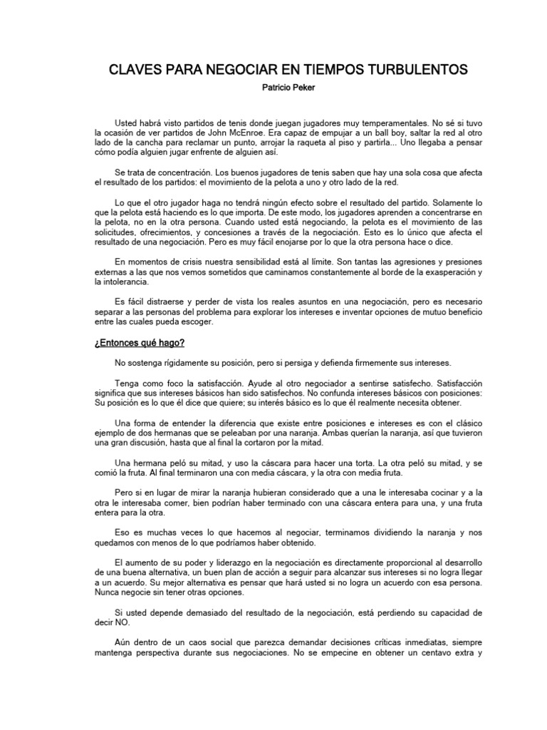 Claves para Negociar en Tiempos Turbulentos | PDF Claves para Negociar en Tiempos Turbulentos | PDF