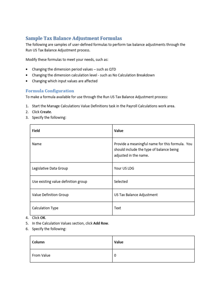Tax Balance Adjustment Sample Formulas | PDF | Computer Programming