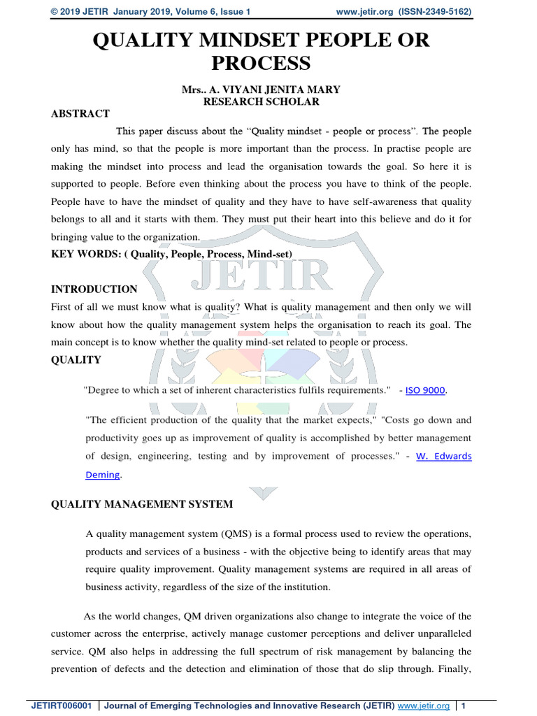 Quality Mindset | Download Free PDF | Quality Management | Mindset