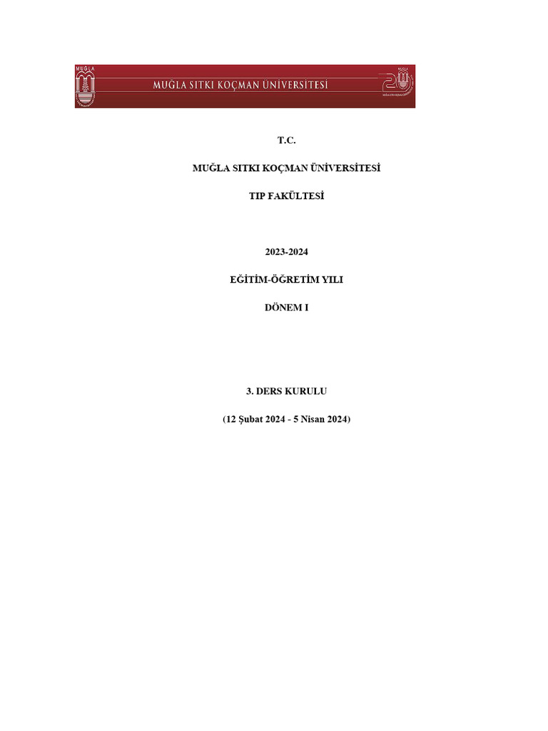 Kurul 3 Ders Programı (2023-2024) D1 TR | PDF