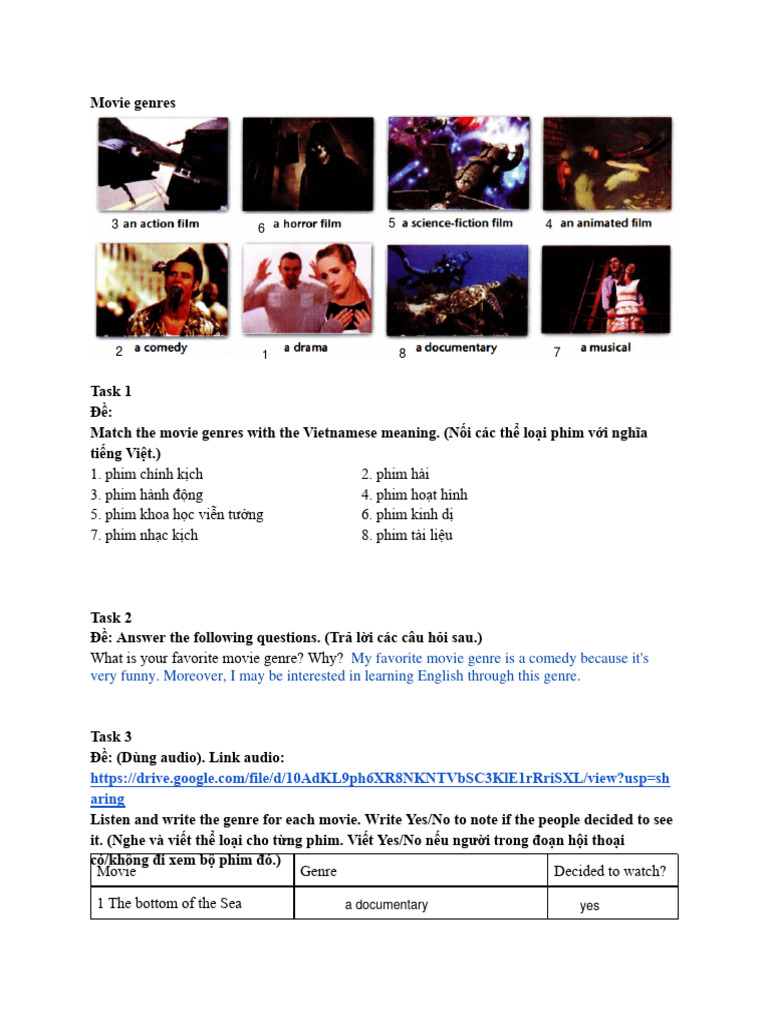 Vocabulary - Movie Genres | PDF