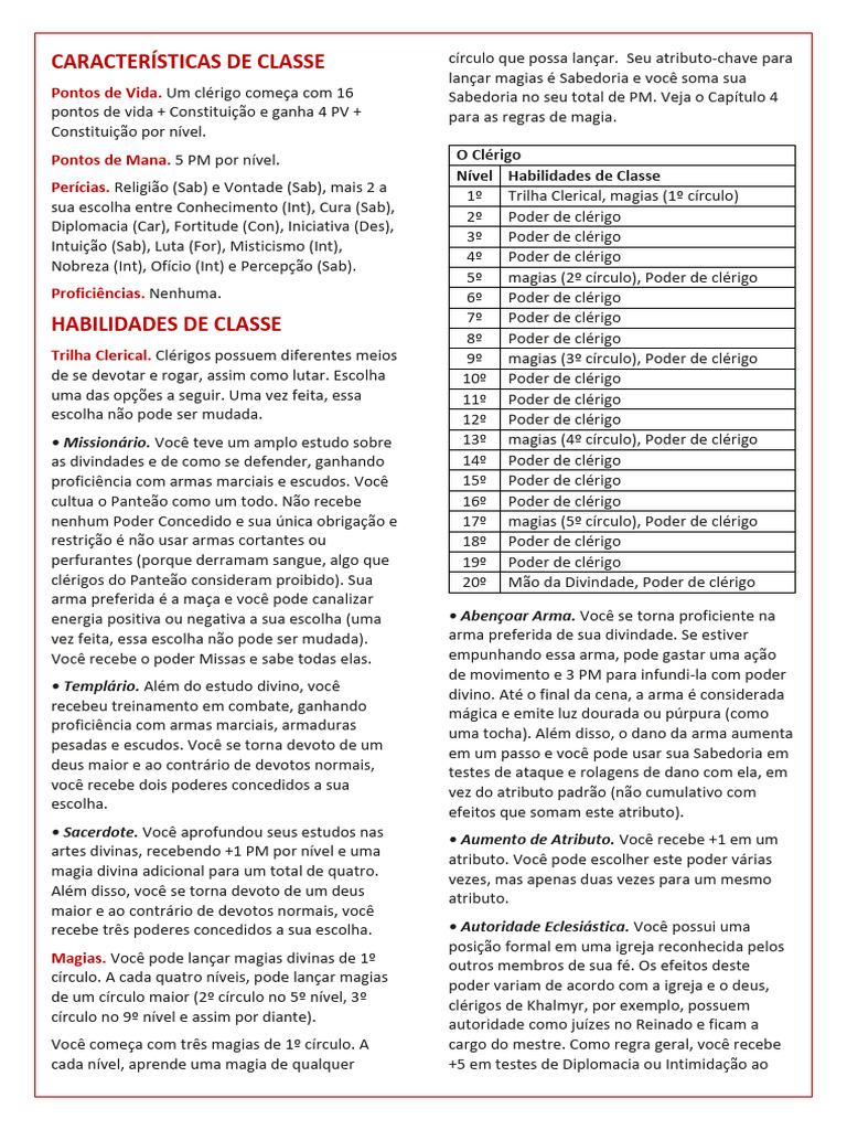 Características e Habilidades do Clérigo | PDF | Deus | Clero