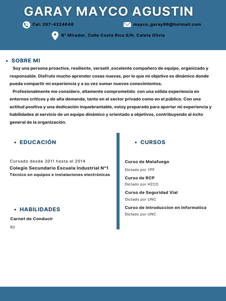 Curriculum Garay Mayco | PDF