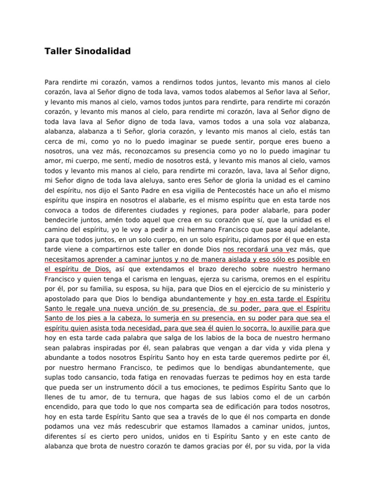 Taller Sinodalidad | PDF | María, madre de Jesús | Oración