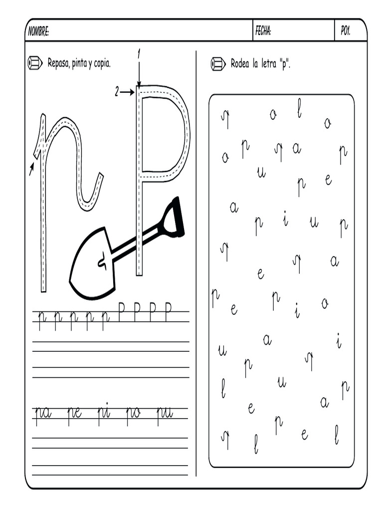 Fichas de Lectoescritura de La Letra P | PDF