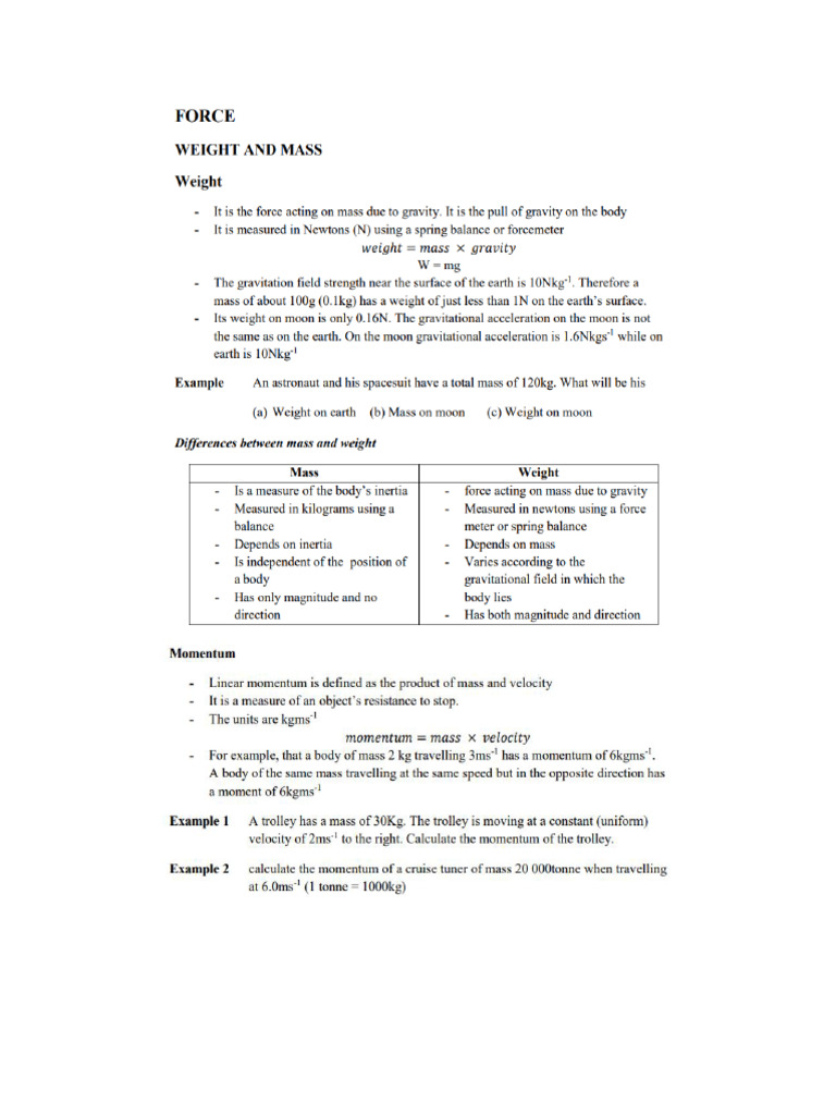 Force and Energy Notes | PDF