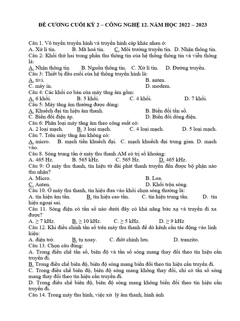 K12 - 60 Câu CK2 | PDF