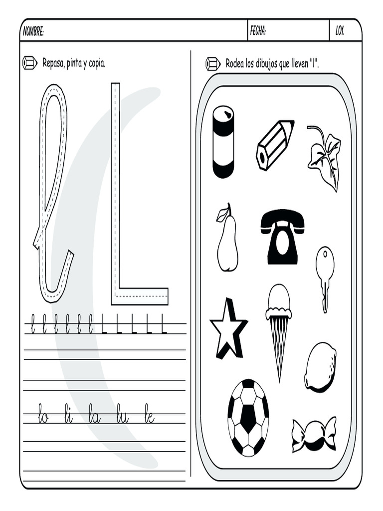 fichas de lectoescritura de la letra L | PDF
