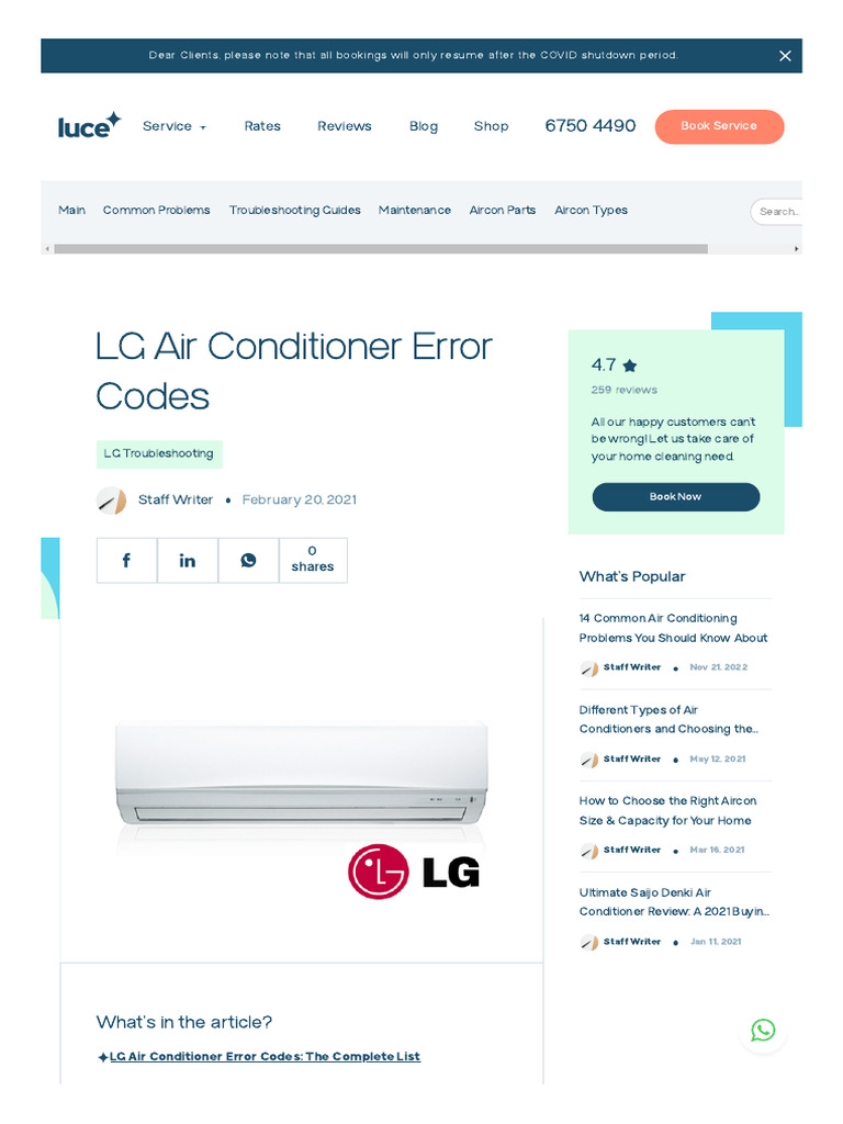 LG Air Conditioner Error Codes | PDF | Power Inverter | Capacitor