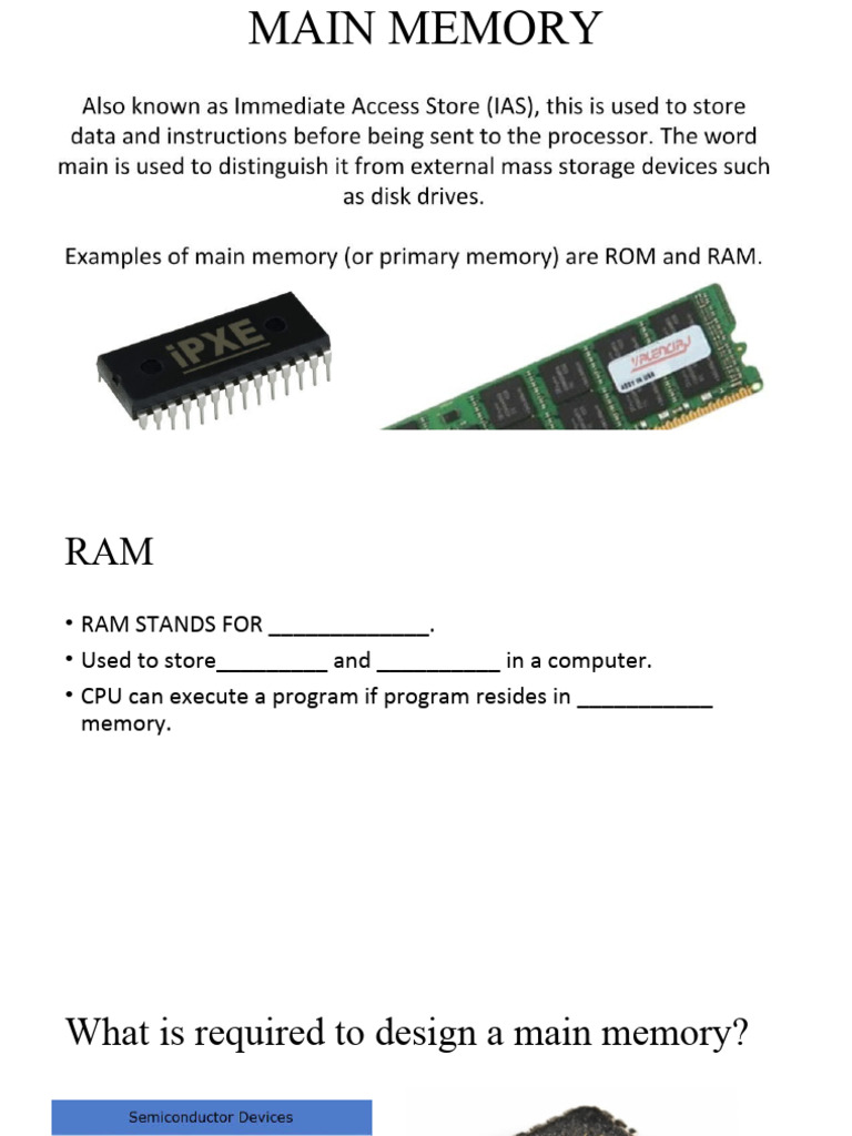 Main Memory | Download Free PDF | Random Access Memory | Computer Data Storage