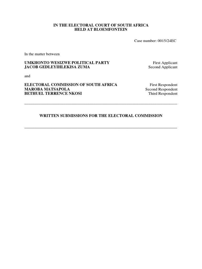 Electoral Commission's Written Submissions | PDF | Contempt Of Court ...