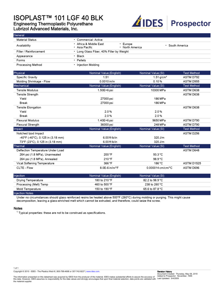 RTPU Isoplast 101 LGF40 Ides | PDF | Building Materials | Applied And ...