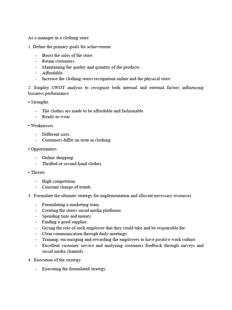 Clothing Store Management Strategy | PDF