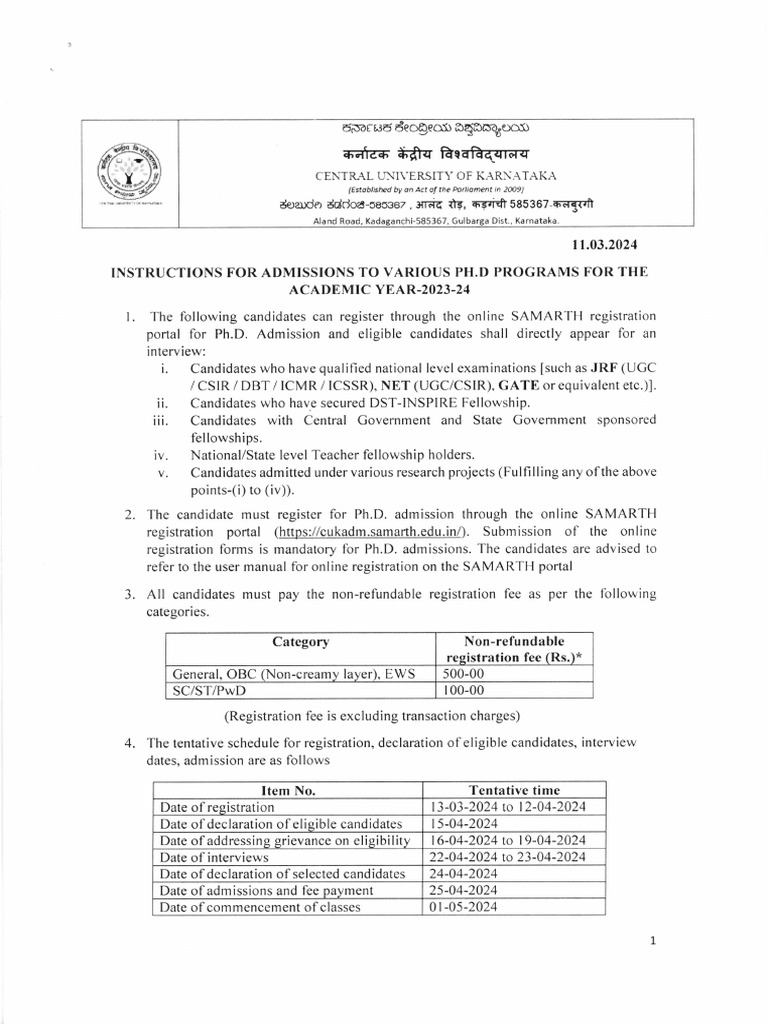 Instructions PHD Admission 2023-2024 | PDF | Doctor Of Philosophy ...