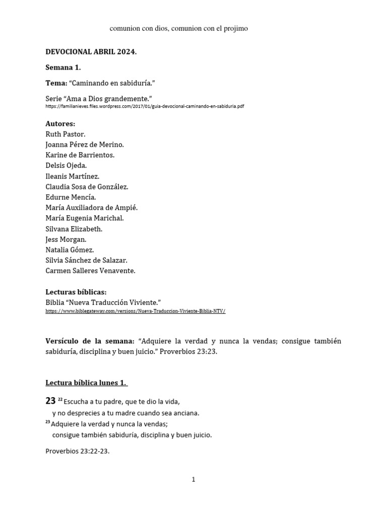 Devocional Abril 2024 | PDF | Pecado | eucaristía