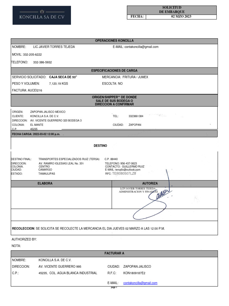 Carta de Instrucciones 02 Marzo 2023 | PDF