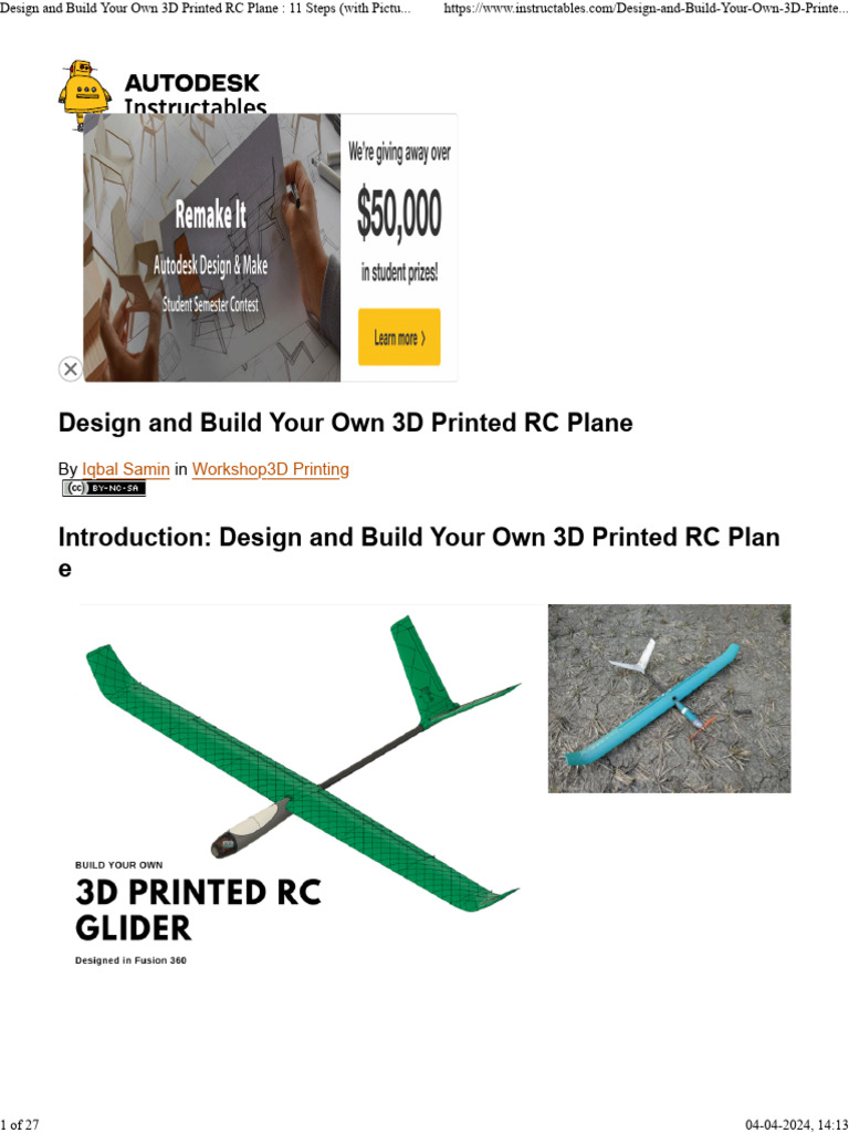 3D Printed RC Plane Build Guide | PDF | 3 D Printing | Airfoil