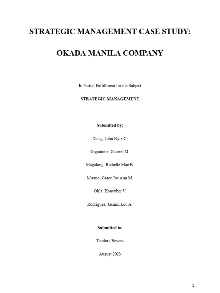 Okada Manila Strategic Management Overview | PDF | Corporate Social ...