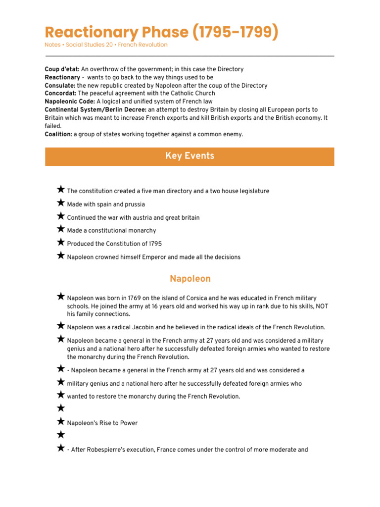 Reactionary Phase - French Revolution | PDF | First French Empire ...