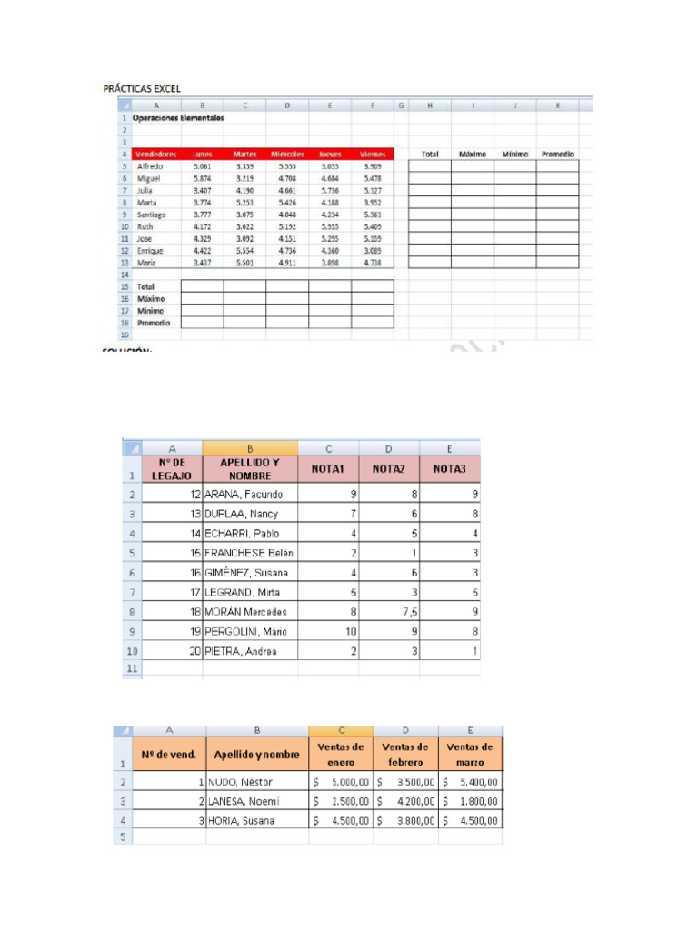 Ejercicios Excel | PDF