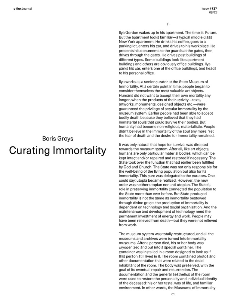 e Flux Journal Curating Immortality | PDF | Immortality | Curator