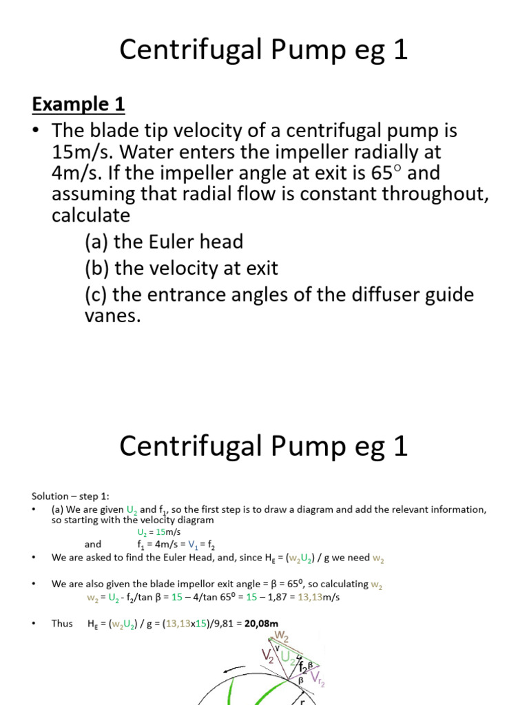 Centrifugal Pump Calculations Guide | PDF | Pump | Gas Technologies